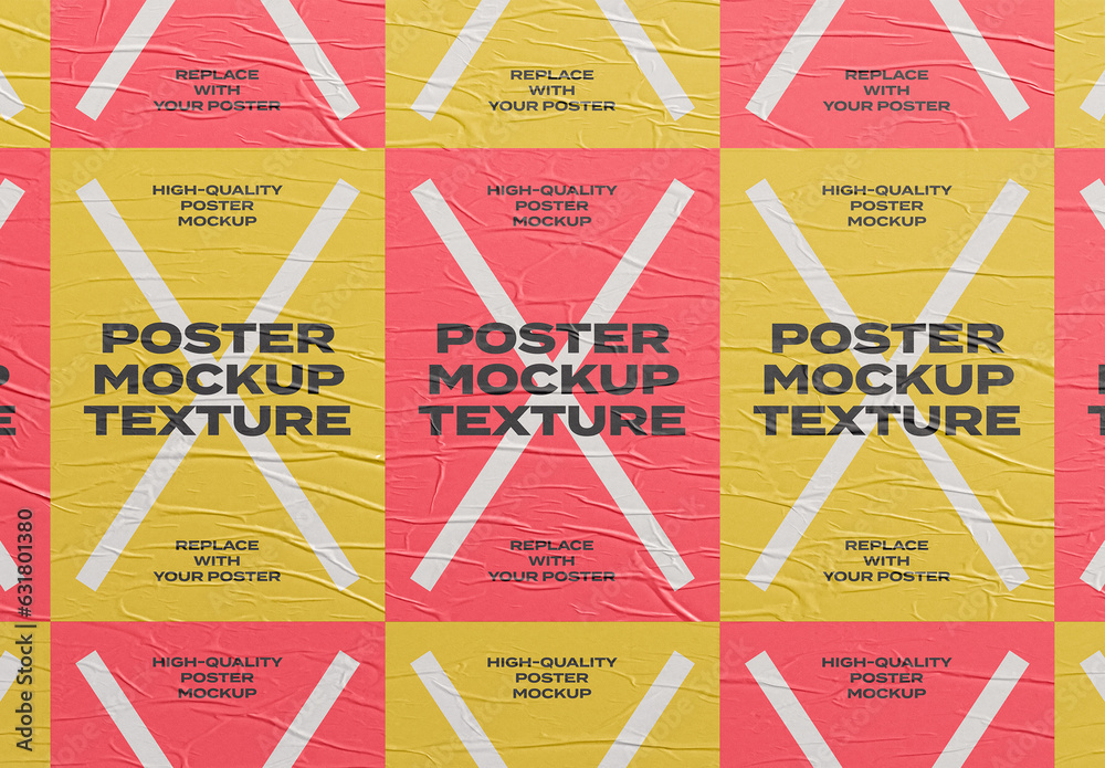 Poster Mockup Texture Art Template Branding Identity Blank Paper Glued ...