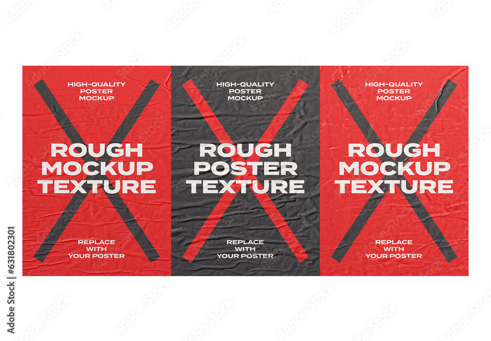 Poster Mockup Texture Art Template Branding Identity Blank Paper Glued ...