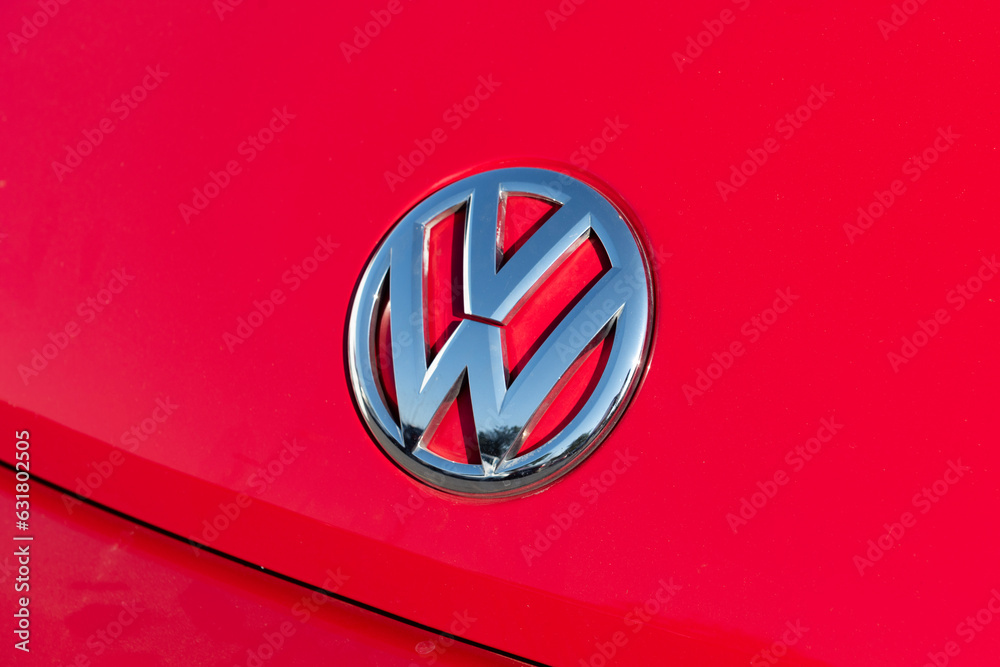 ISTANBUL - AUGUST 3, 2023: Volkswagen metallic car logo detail ...