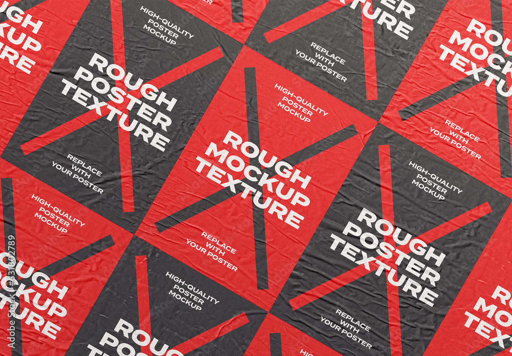 Poster Mockup Texture Art Template Branding Identity Blank Paper Glued ...