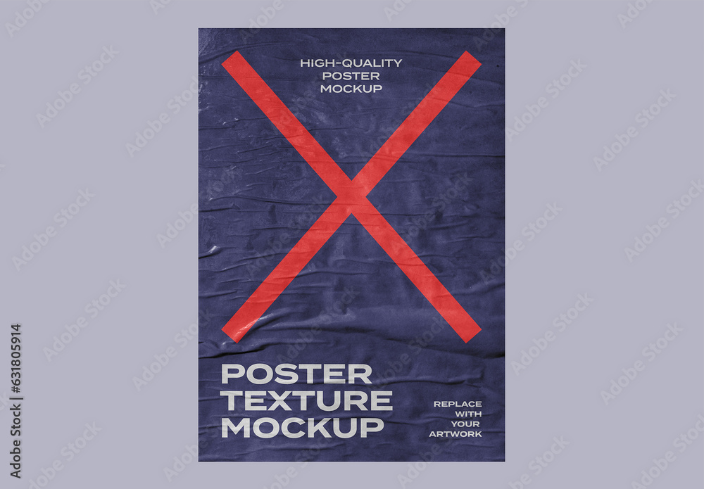 Poster Mockup Texture Art Template Branding Identity Blank Paper Glued ...