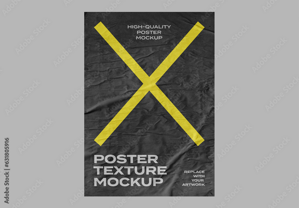 Poster Mockup Texture Art Template Branding Identity Blank Paper Glued ...