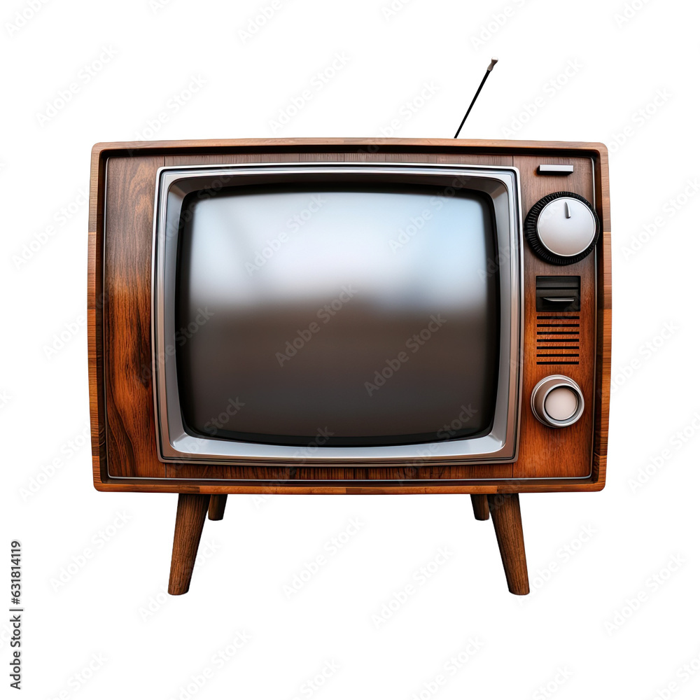 Vintage television isolated on a transparent backround, with a blank ...