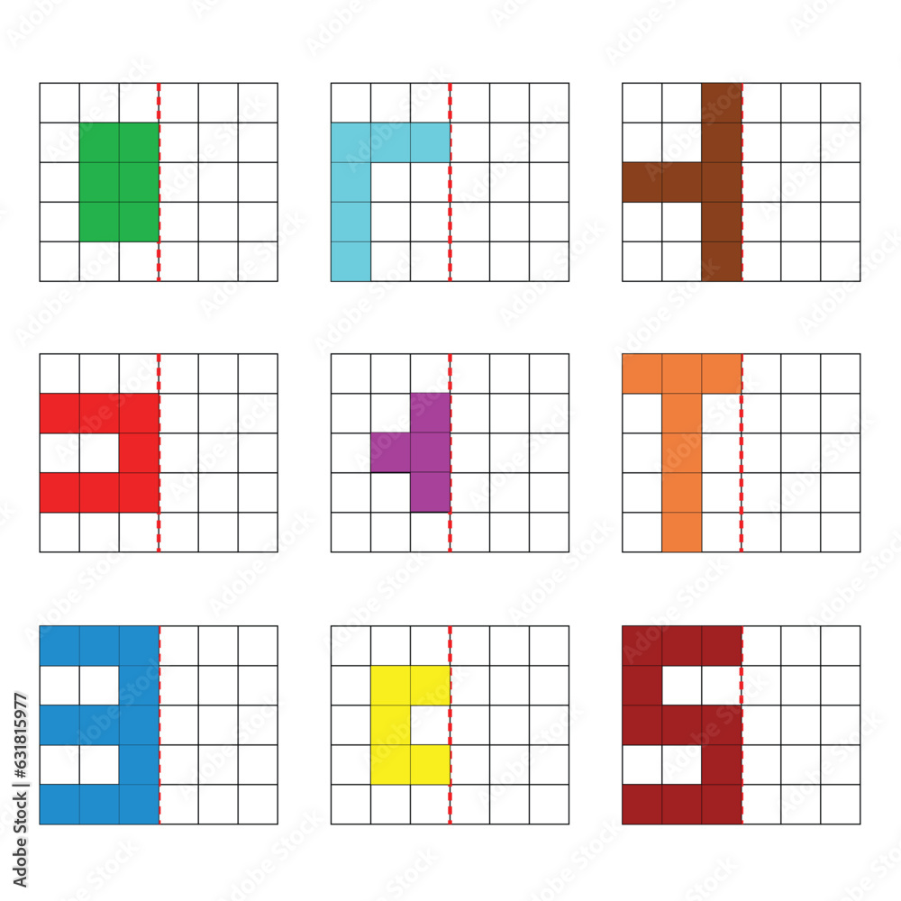 Practice exercise: Reflective symmetry in each of these shapes on a ...
