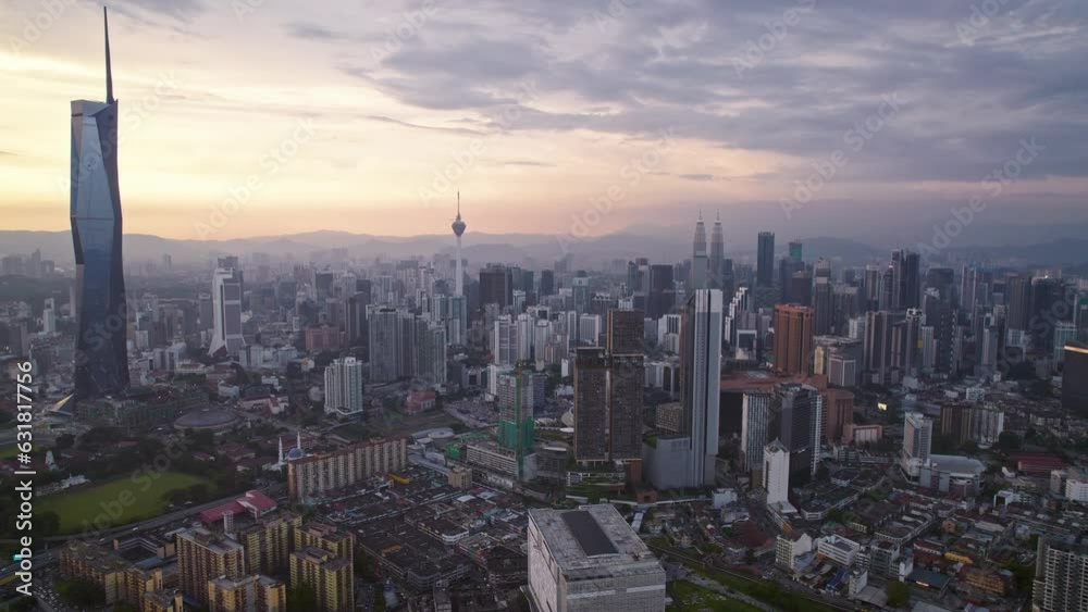 Kuala Lumpur city center with DJI Mavic Drone on beautiful Sunset ...