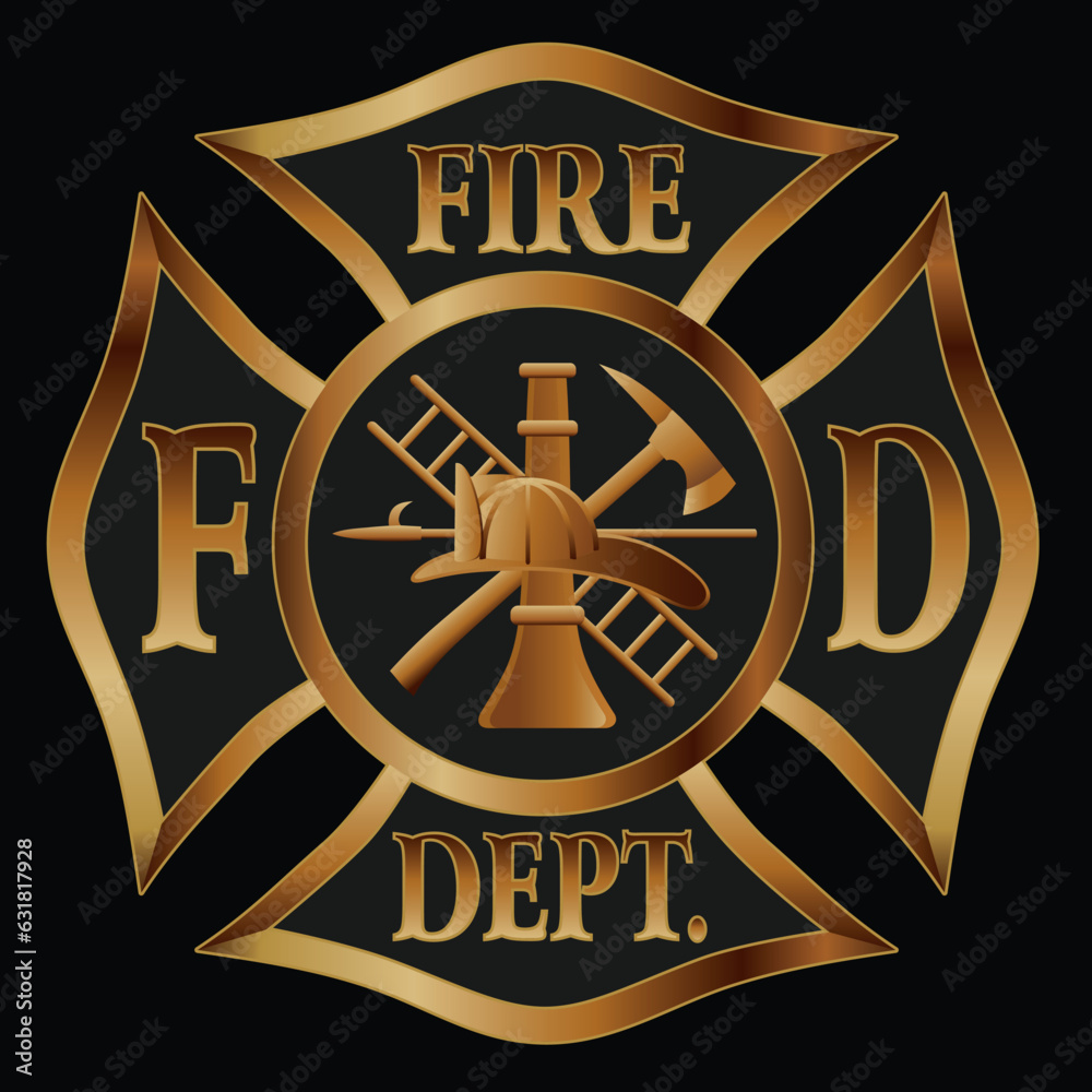 Fire Department Cross Gold is a vector design of a classic Maltese ...