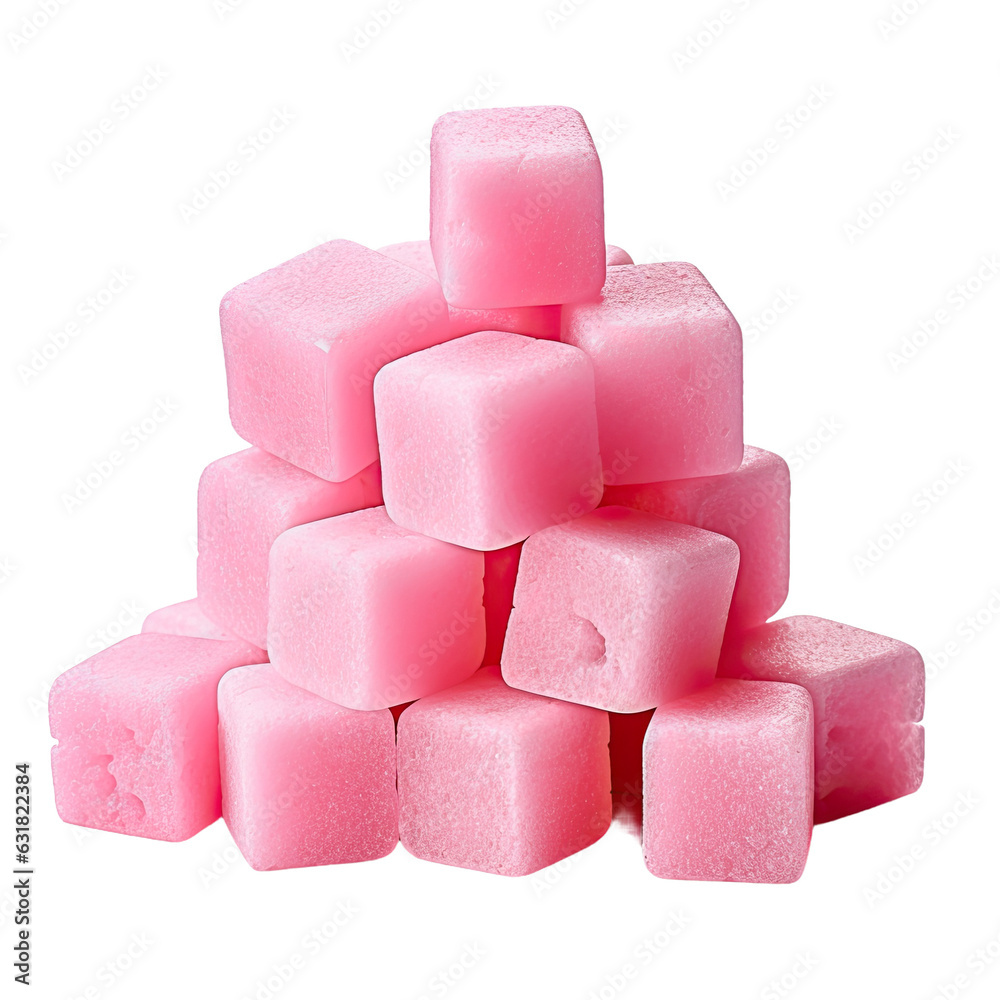 Bubble gum cubes on transparent backround Stock Photo | Adobe Stock
