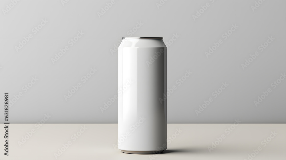 3d Mokup of soda or beer can on surface isolated on grey background ...