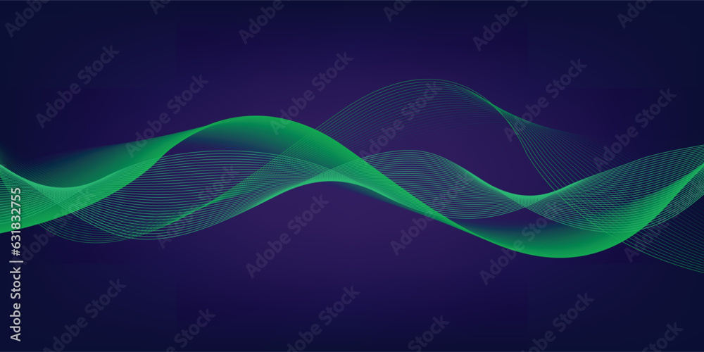 Blue abstract background and green line wave Stock Vector | Adobe Stock