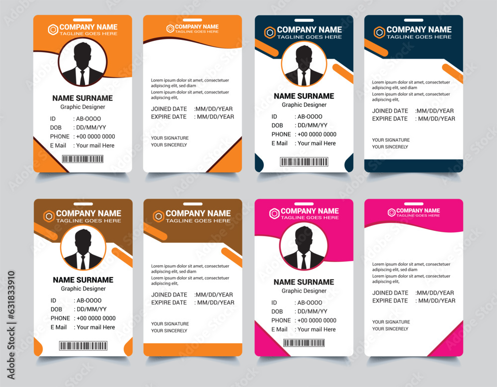 Vetor do Stock: ID card design bundle, Simple business Id card design ...