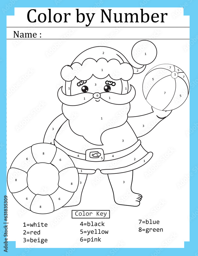 santa color by number Illustration Stock | Adobe Stock