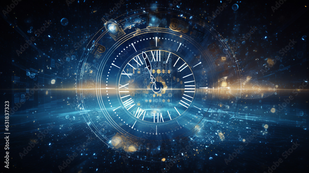 Time concept with clock face on dark background ai generated Stock ...