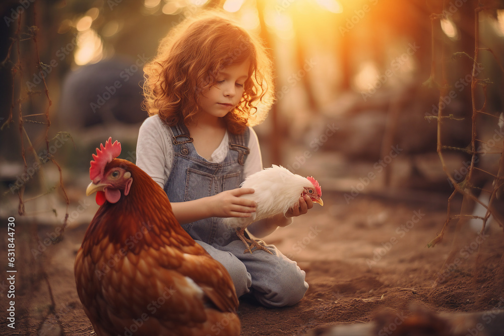 3D digital photo portrait of cute girl little farmer rancher sitting ...