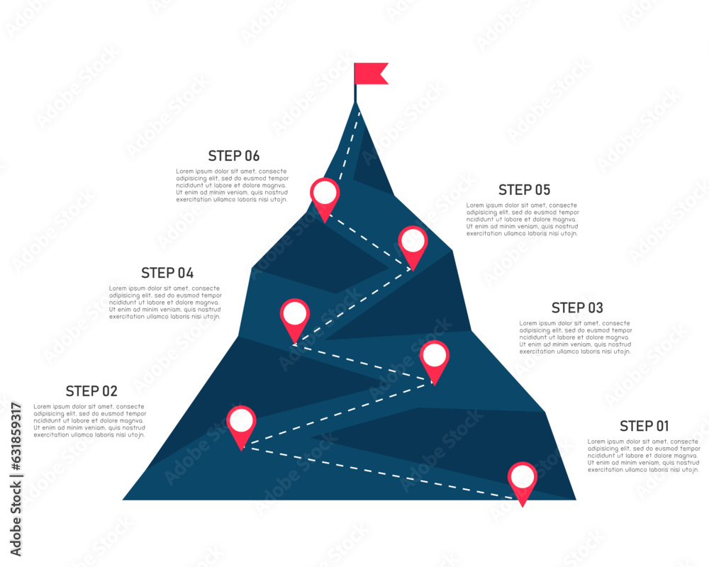 mountain infographic step success on white background. stair business ...