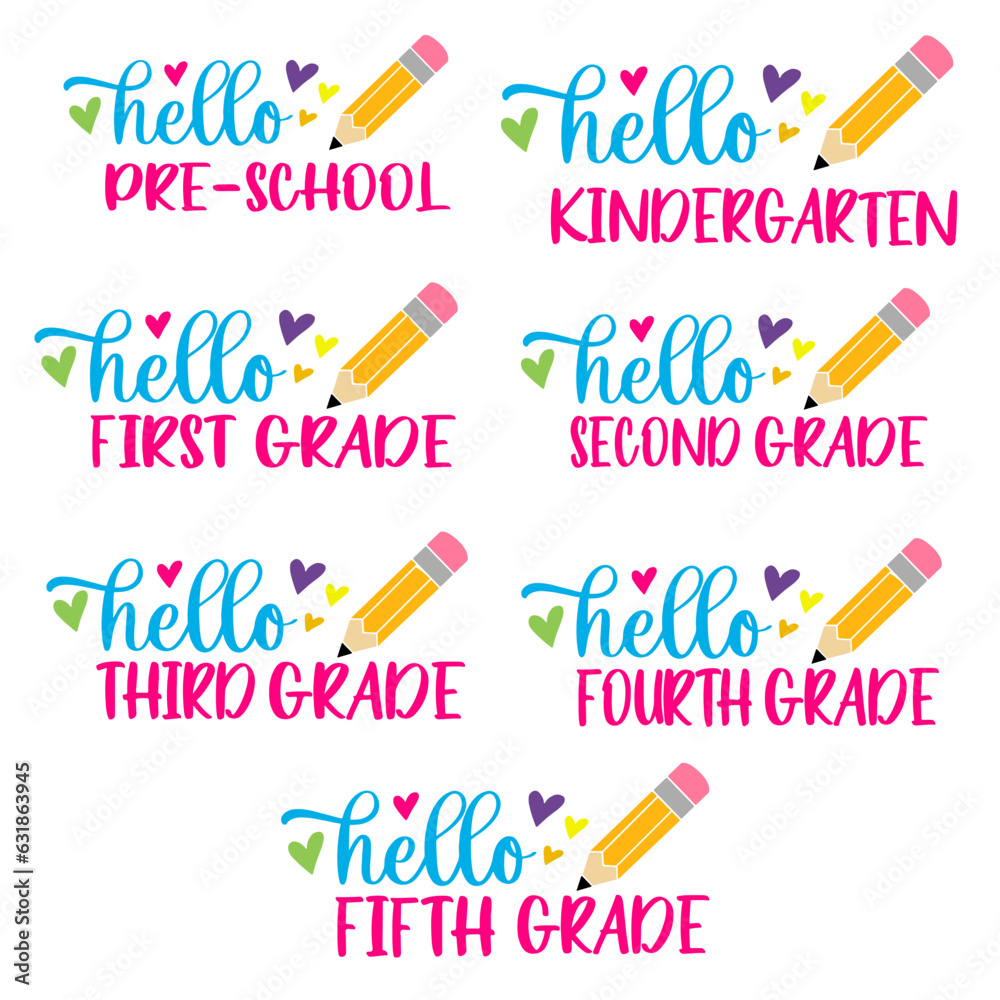 Hello School Svg Bundle, Back to School Svg, Teacher svg, School ...