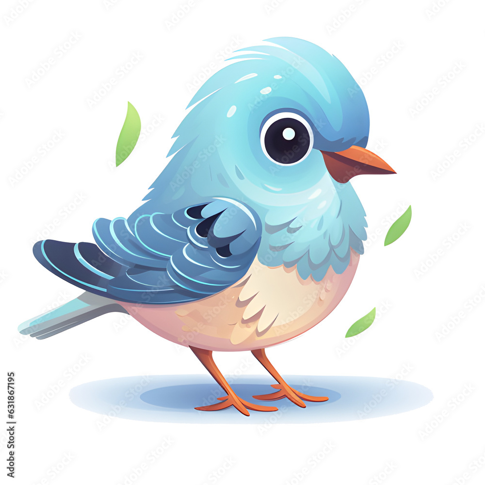 Happy cute bird cartoon illustration design, Cartoon blue bird clip art ...