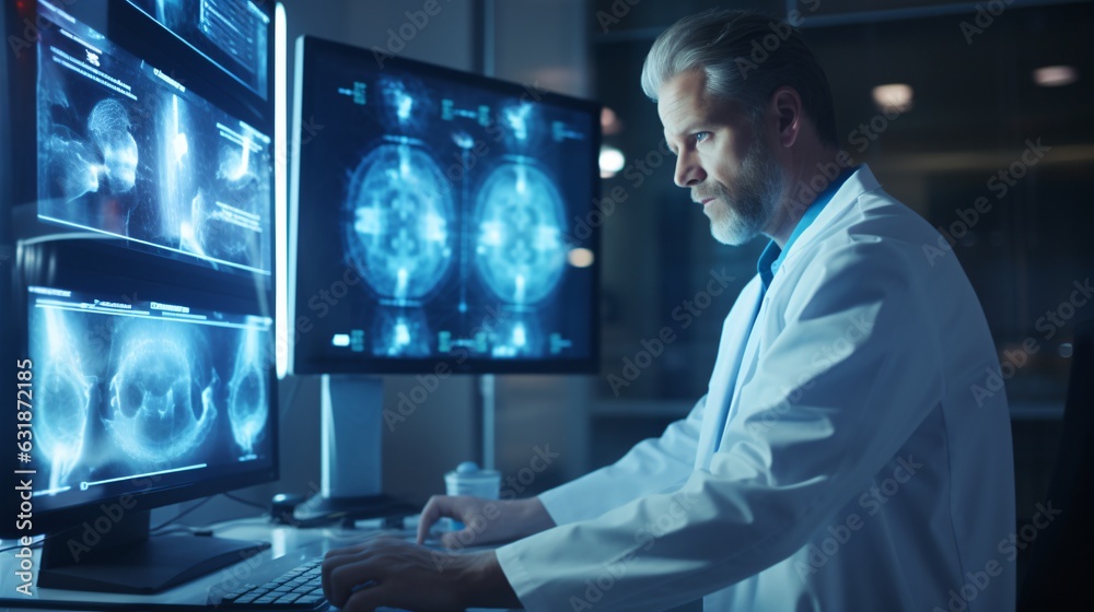 A doctor conducting a virtual consultation with a patient using AI ...