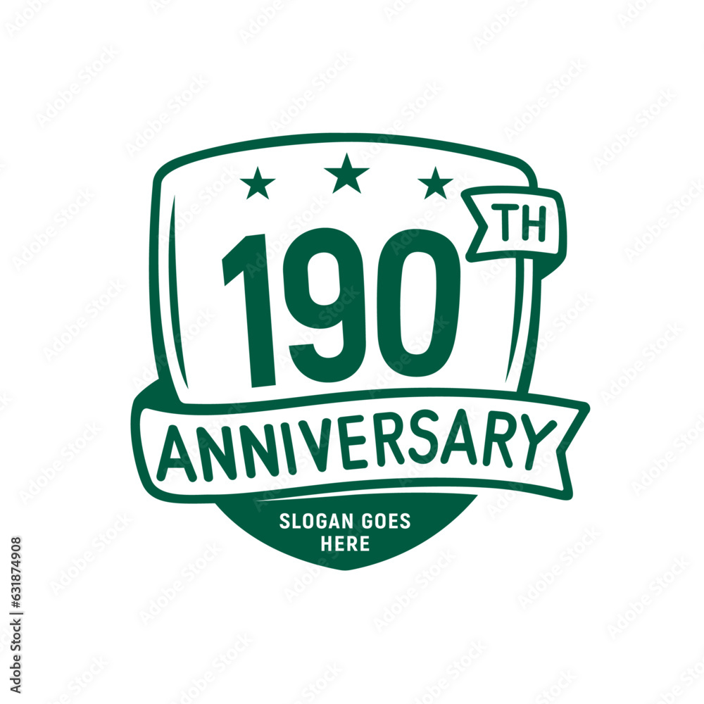 190 years anniversary celebration shield design template. 190th ...