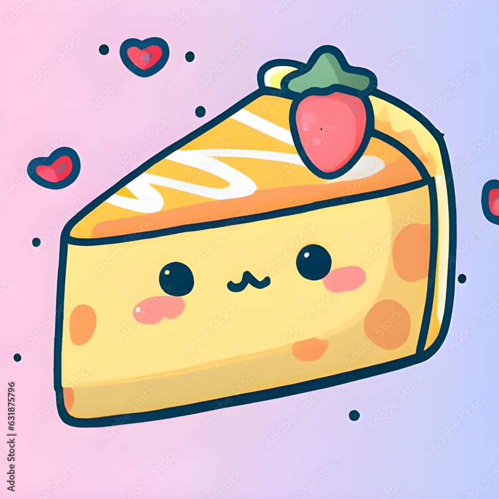 cute kawaii cake illustration, cake art, onigiri, cute kawaii ...