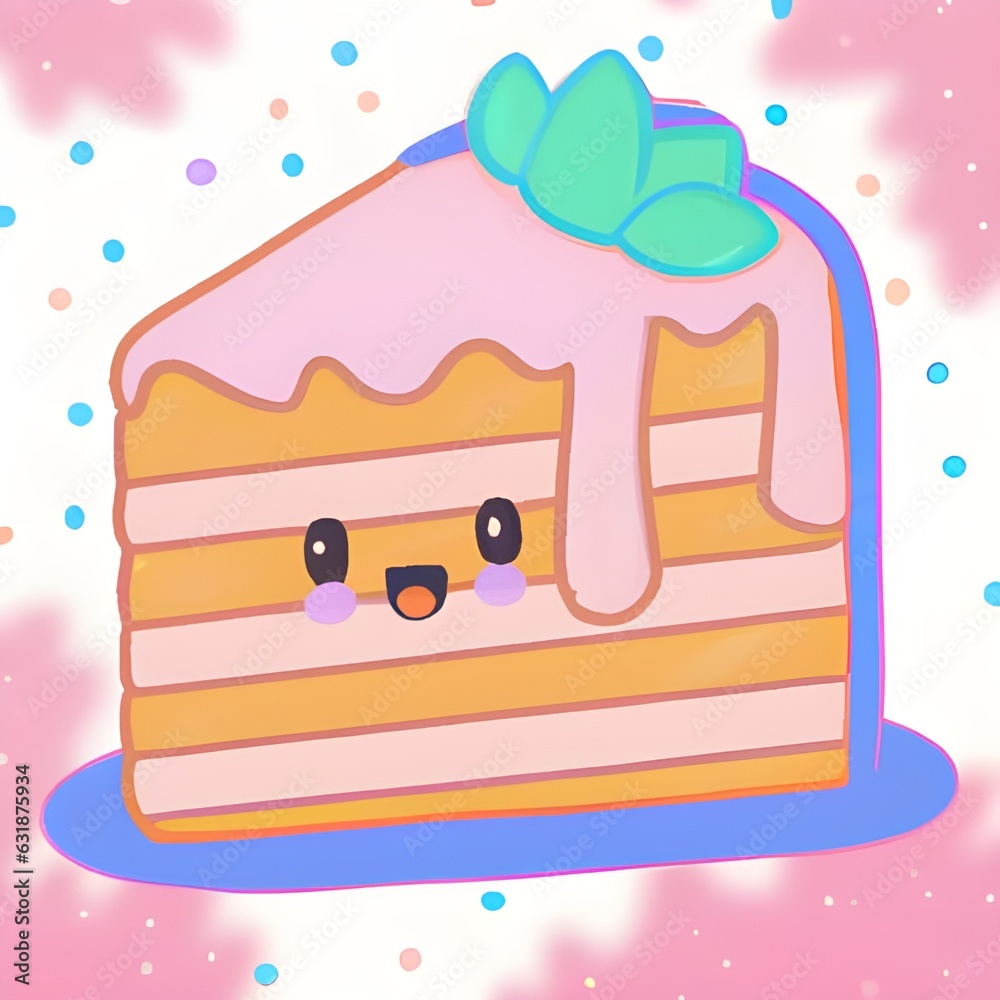Ilustração do Stock: cute kawaii cake illustration, cake art, onigiri ...