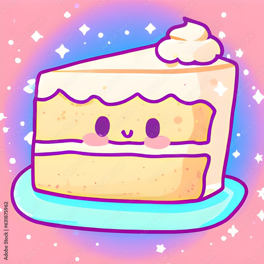 cute kawaii cake illustration, cake art, onigiri, cute kawaii ...