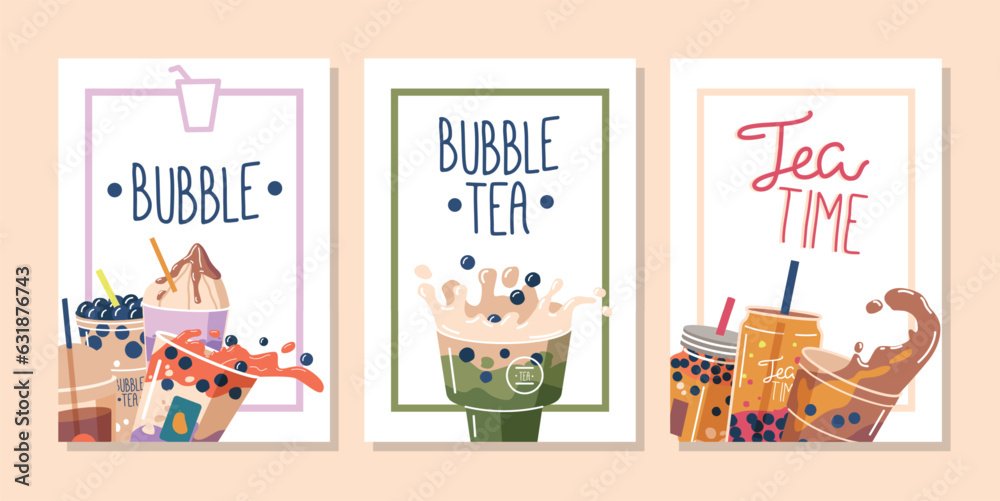 Banners With Bubble Tea Eye-catching And Colorful Designs Showcasing ...