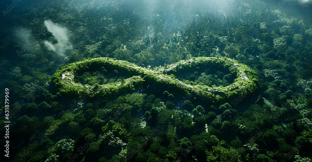 the circular economy icon on nature background in the concept circular ...