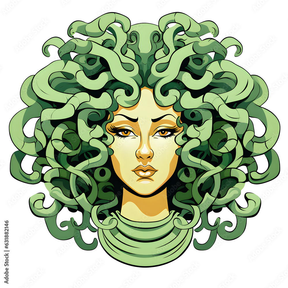 Cartoon clipart of Gorgon (Medusa), transparent background Stock ...