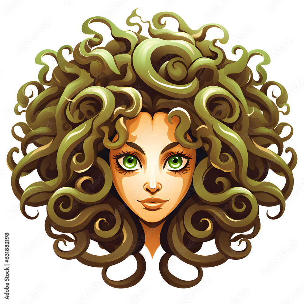Cartoon clipart of Gorgon (Medusa), transparent background Stock ...