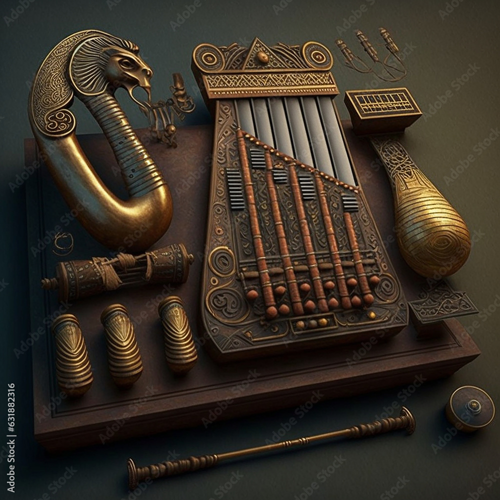 Egyptian musical instrument Stock Illustration | Adobe Stock