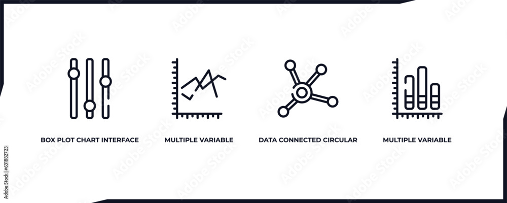 Vetor De Set Of User Interface Outline Icons Thin Line Icons Such As Box Plot Chart Interface