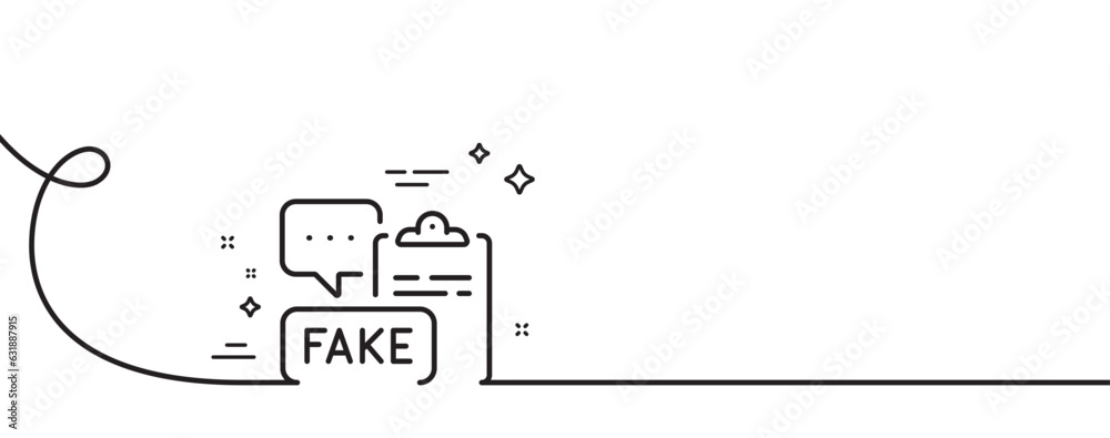 Fake document line icon. Continuous one line with curl. Propaganda ...