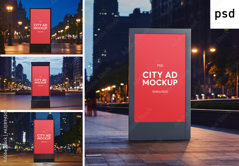 Outdoor advertising mockup bundle with Generative AI Stock Template | Adobe Stock