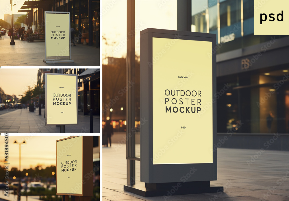 Outdoor advertising mockup bundle with Generative AI Stock Template | Adobe Stock