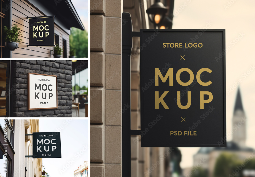 Store logo mockup set Stock Template | Adobe Stock