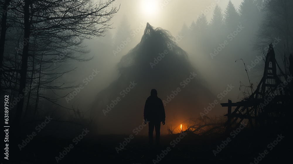 werewolf silhouette fear horror in the forest ghoul ancient horror ...