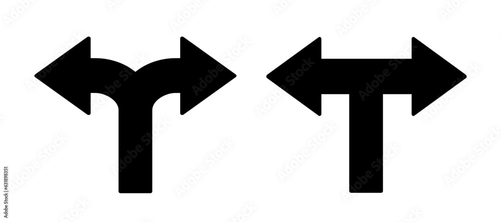 Arrow double set, two pathway, multi traffic sign, double option way ...