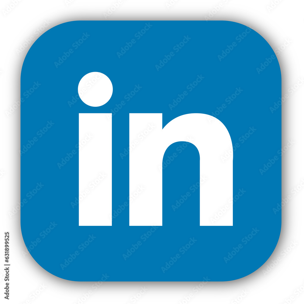 Linkedin icon on transparent background with realistic shadow. PNG ...