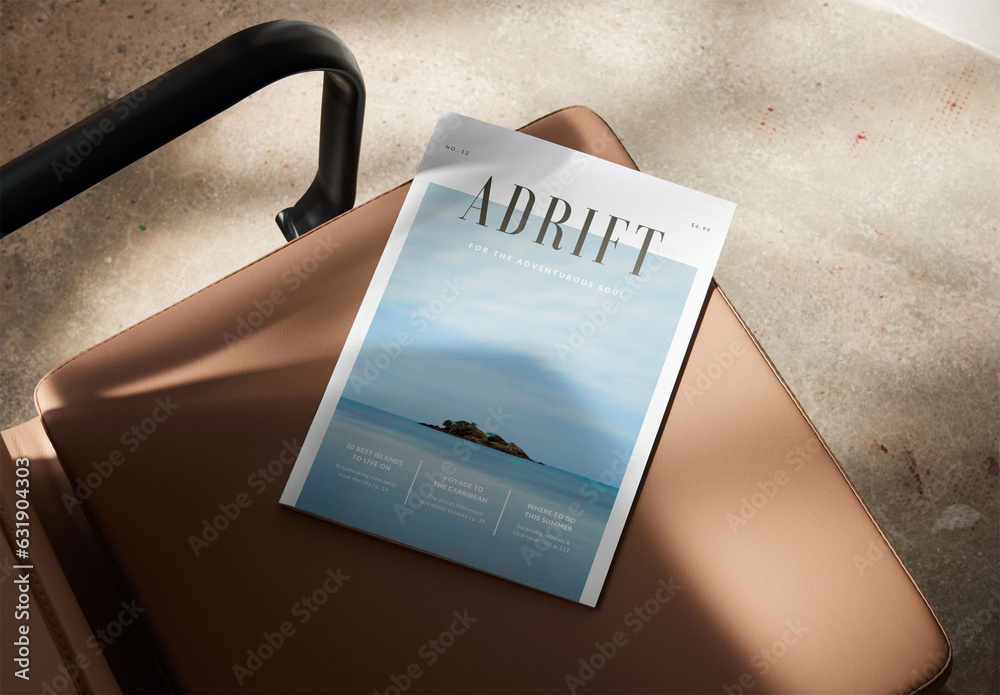 Mockup of vertical saddle stitched magazine with customizable front ...