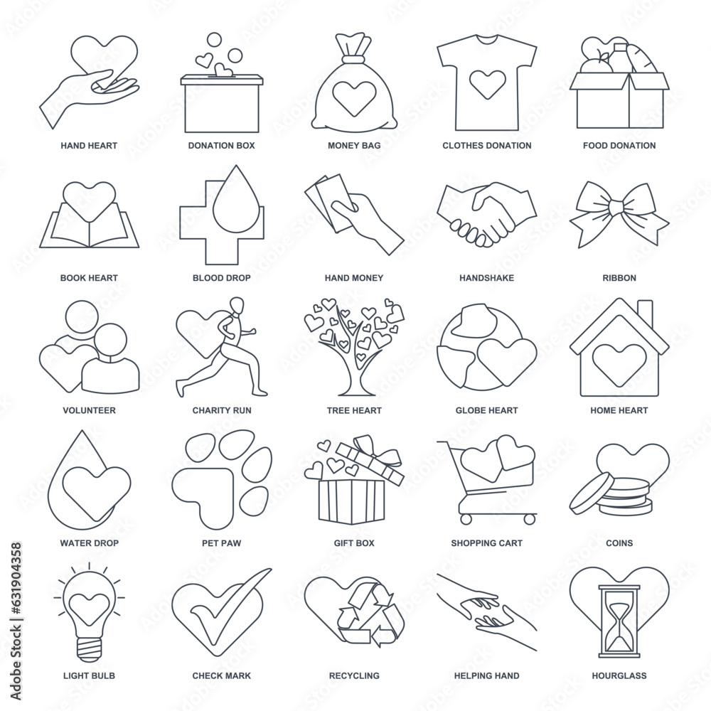 Charity, Kindness, Donation icon set, Included icons as Donation Box ...