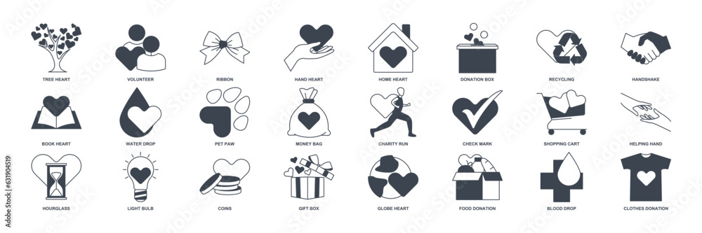 Charity, Kindness, Donation icon set, Included icons as Donation Box ...