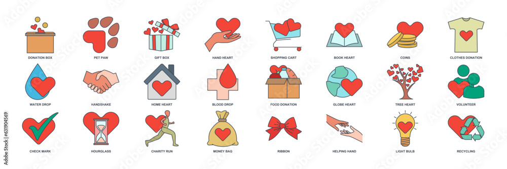 Charity, Kindness, Donation icon set, Included icons as Donation Box ...