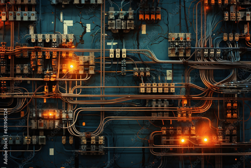 Electrical circuit board connections and components Stock Photo | Adobe ...
