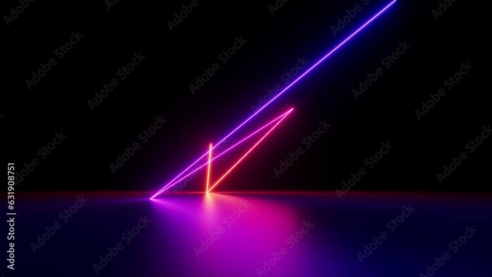 looping 3d animation 4K, abstract neon background of glowing zigzag ...