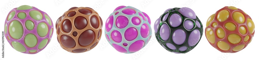 Cartoon organic sphere with inflated bubbles inside. Alien egg or virus ...