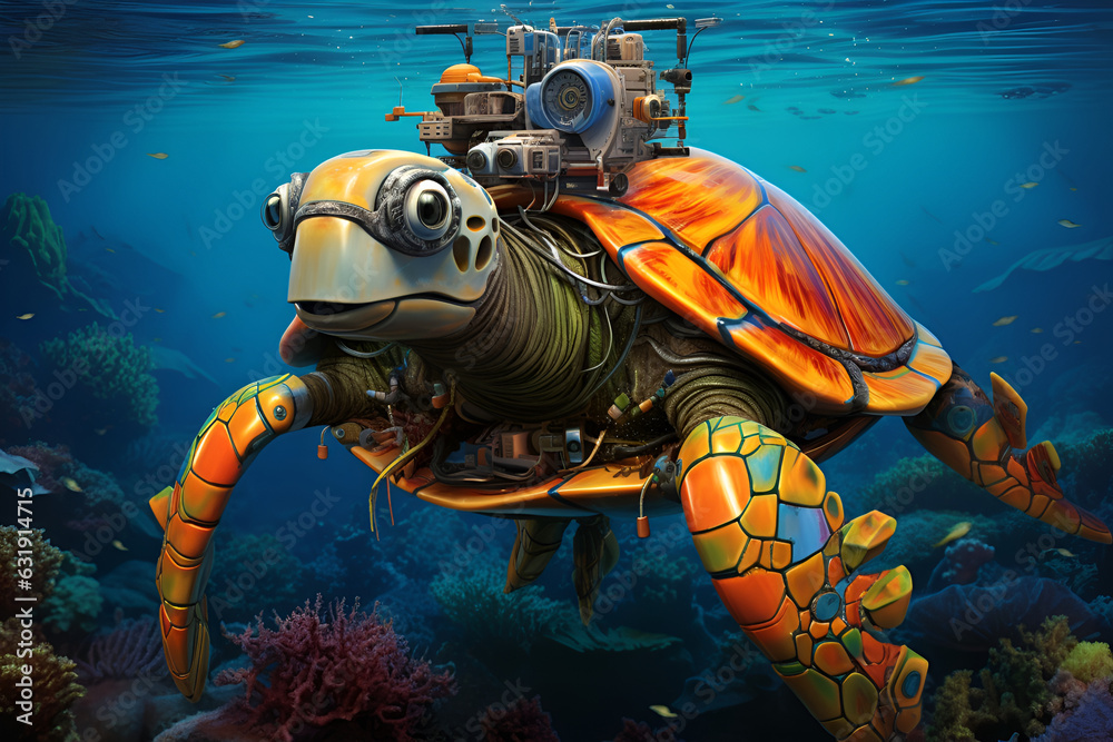 Stylish futuristic biomechanical turtle armor: A cute design ...