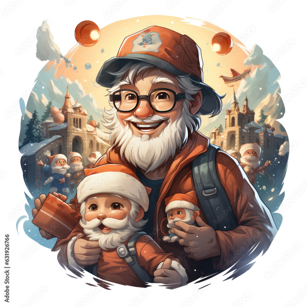 Santa donning a heartwarming Christmas t-shirt, with a touching ...