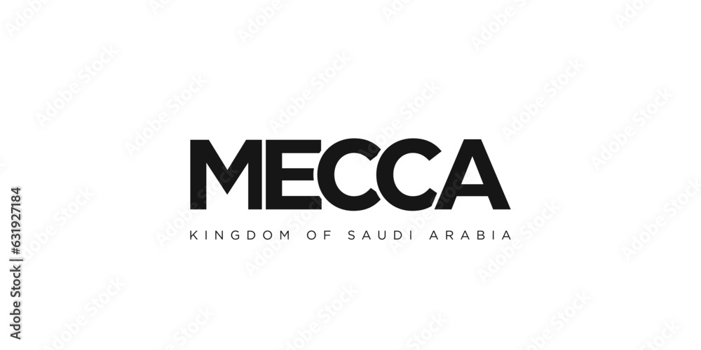 Mecca in the Saudi Arabia emblem. The design features a geometric style ...