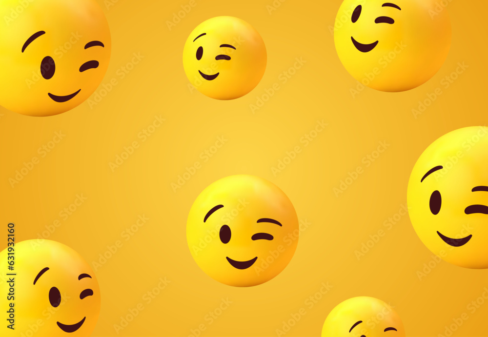 3d Winking Face Emoji with winky eye , Wink Emoticon Face closed one ...