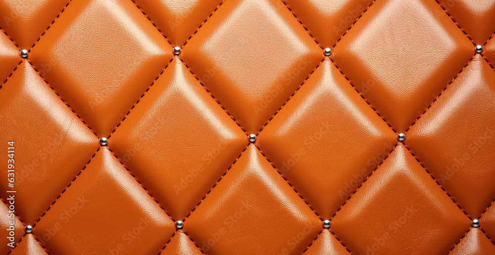 Brown leather upholstery. Close-up texture of genuine leather with ...